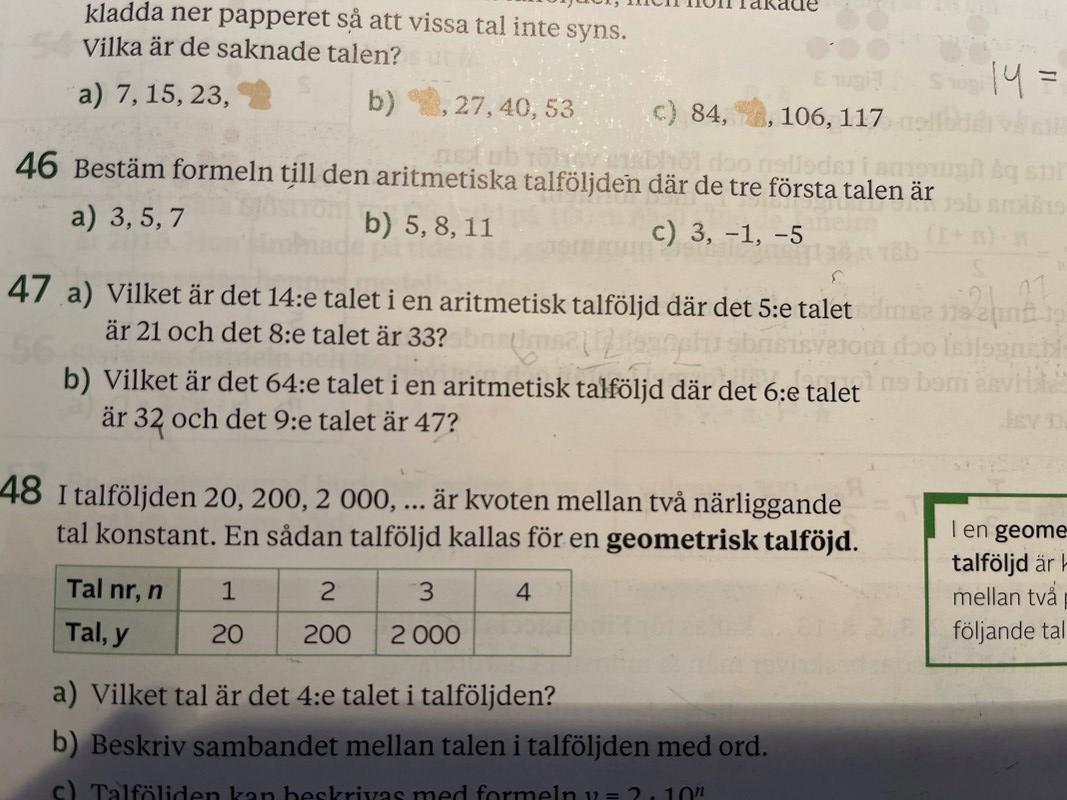 Aritmetisk talföljd (Matematik/Årskurs 9) – Pluggakuten