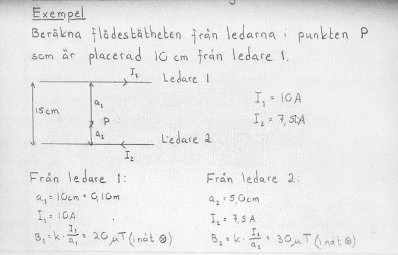 Flödestätheten kring en lång rak ledare (Fysik/Fysik 2) – Pluggakuten