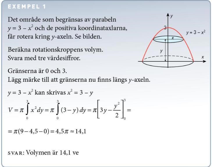 Integrationsgränserna för rotationsvolymen kring y-axeln (Matematik ...