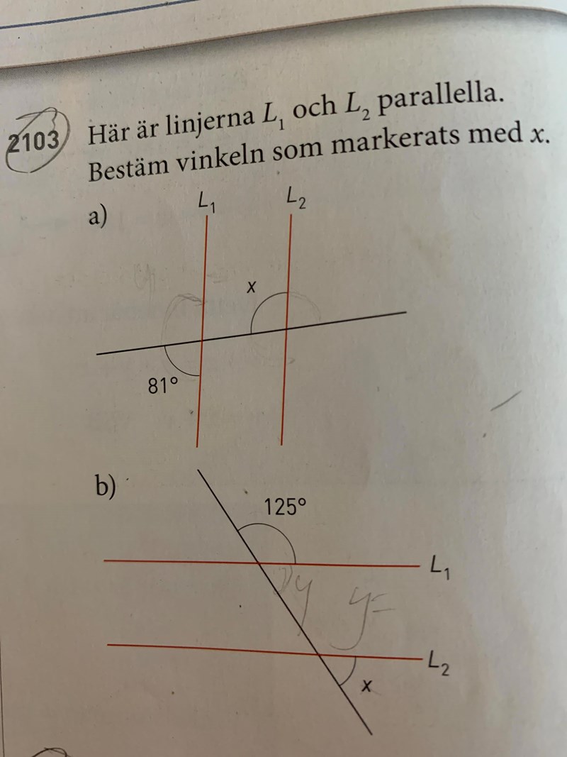 Vinkel x, parallella linjer (Matematik/Matte 2/Logik och geometri ...