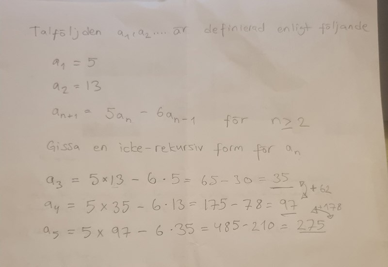 Hitta en formel till talföljden (Matematik/Matte 5/Talföljder och ...