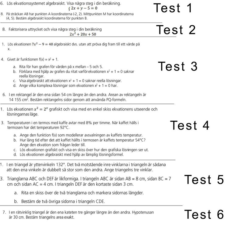 Matte kompletteringsuppgifter - Flera frågor (Matematik/Matte 2 ...