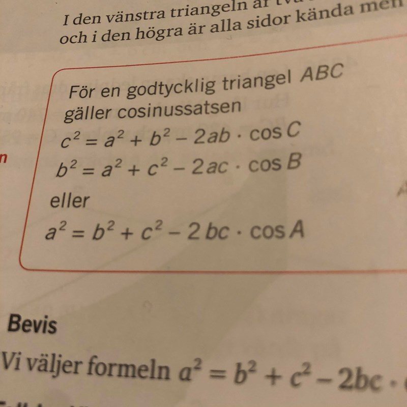Cosinussatsen (Matematik/Matte 3/Trigonometri) – Pluggakuten