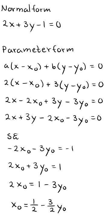 Linjär algebra - Normalform till parameterform (Matematik/Universitet) – Pluggakuten