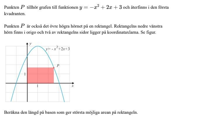 Area av rektangel (Matematik/Matte 3/Derivata) – Pluggakuten