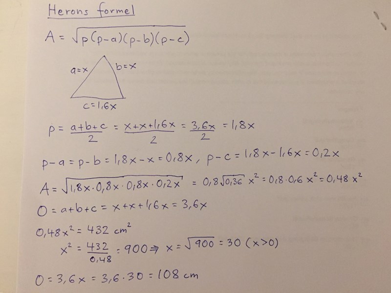 Likbent triangel omkrets (Matematik/Matte 1/Geometri) – Pluggakuten