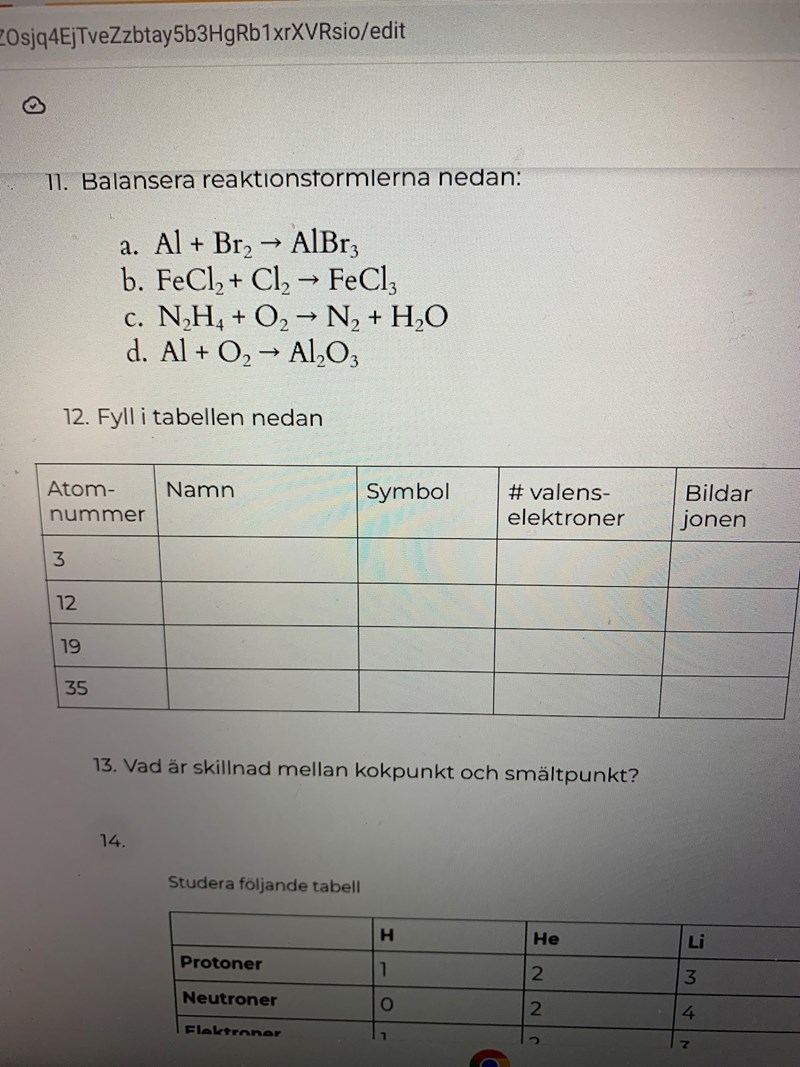 Periodiska systemet (Kemi/Kemi 1) – Pluggakuten