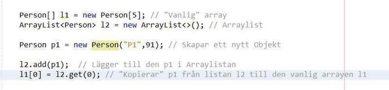 Kopiera objekt från en arraylist till en vanlig array (Programmering/Java) – Pluggakuten