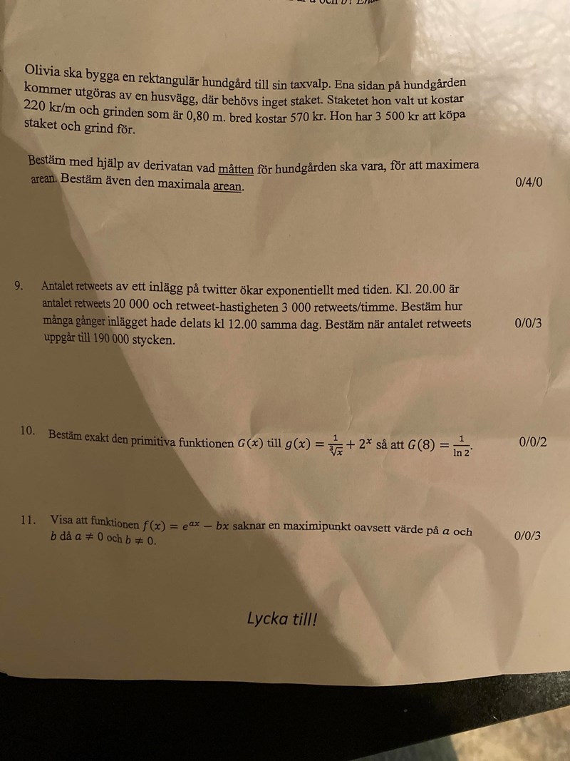 A-uppgifter på matte 3C prov (Matematik/Matte 3) – Pluggakuten