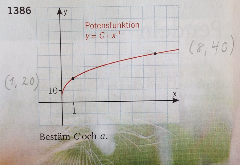 Bestämma C och a i potensfunktion (Matematik/Matte 3/Algebraiska ...