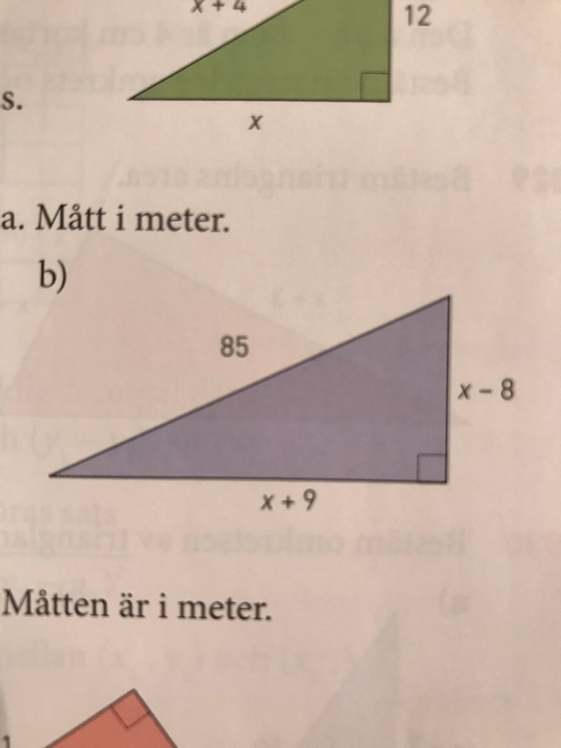 Beräkna kortaste sidan (Matematik/Matte 2/Andragradsekvationer ...