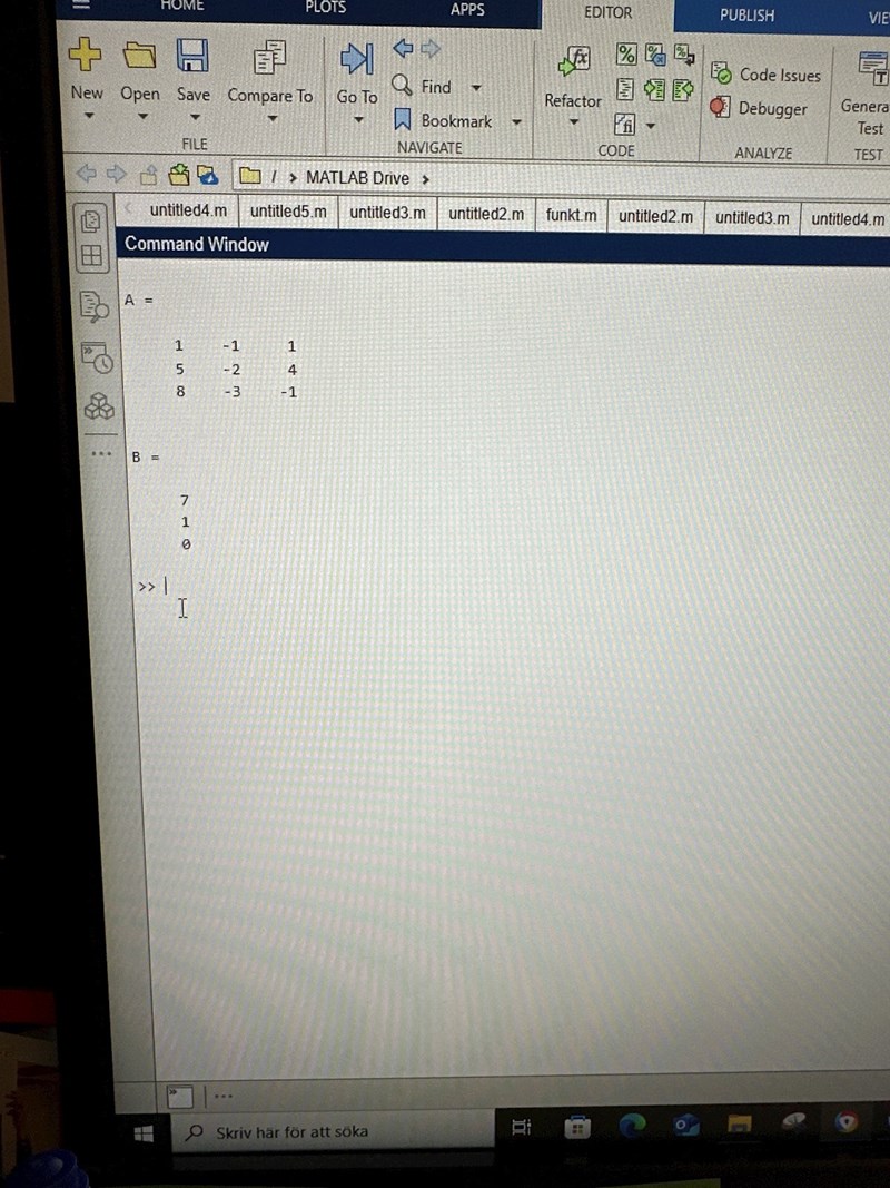 Ekvationssystem (Programmering/Matlab) – Pluggakuten