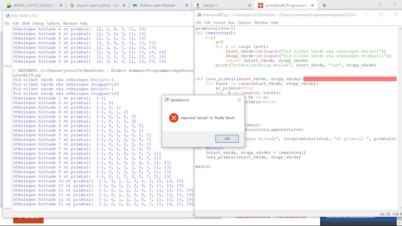 primtalssåll (Programmering/Python) – Pluggakuten
