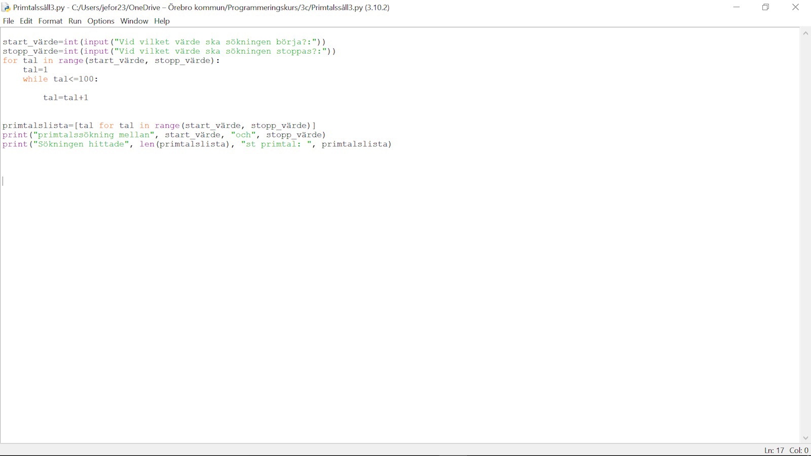 primtalssåll (Programmering/Python) – Pluggakuten