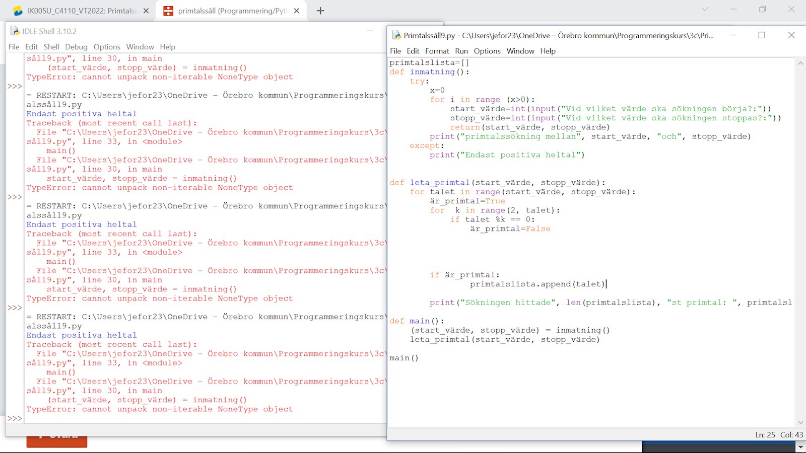 primtalssåll (Programmering/Python) – Pluggakuten