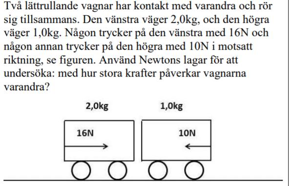 Hur två lätt rullade vagnars krafter påverkar varandra (Fysik/Fysik 1 ...