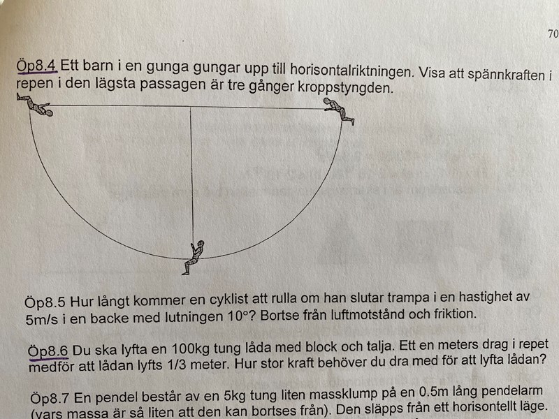 spännkraften i en gunga (Fysik/Universitet) – Pluggakuten