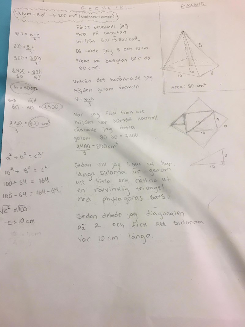 Geometri - Bygga en pyramid med bestämd volym (Matematik/Årskurs 9 ...