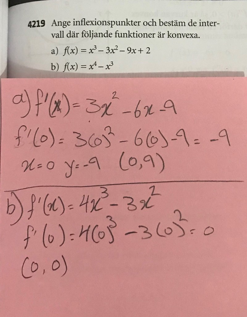 Ange inflexionspunkter... (Matematik/Matte 3/Derivata) – Pluggakuten