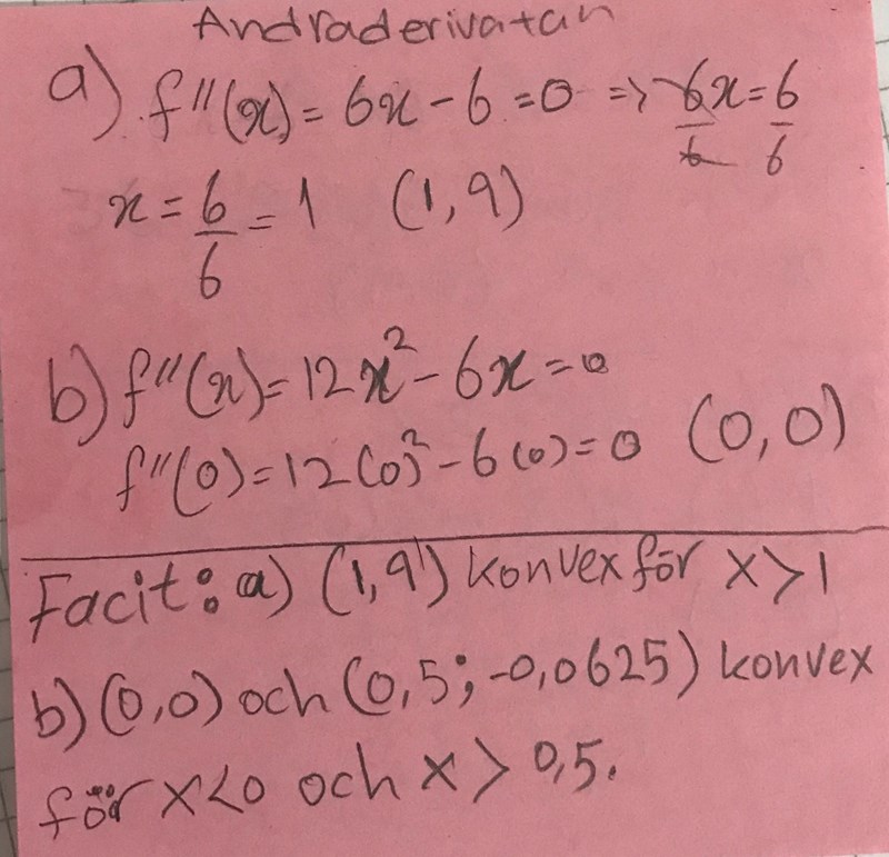 Ange inflexionspunkter... (Matematik/Matte 3/Derivata) – Pluggakuten