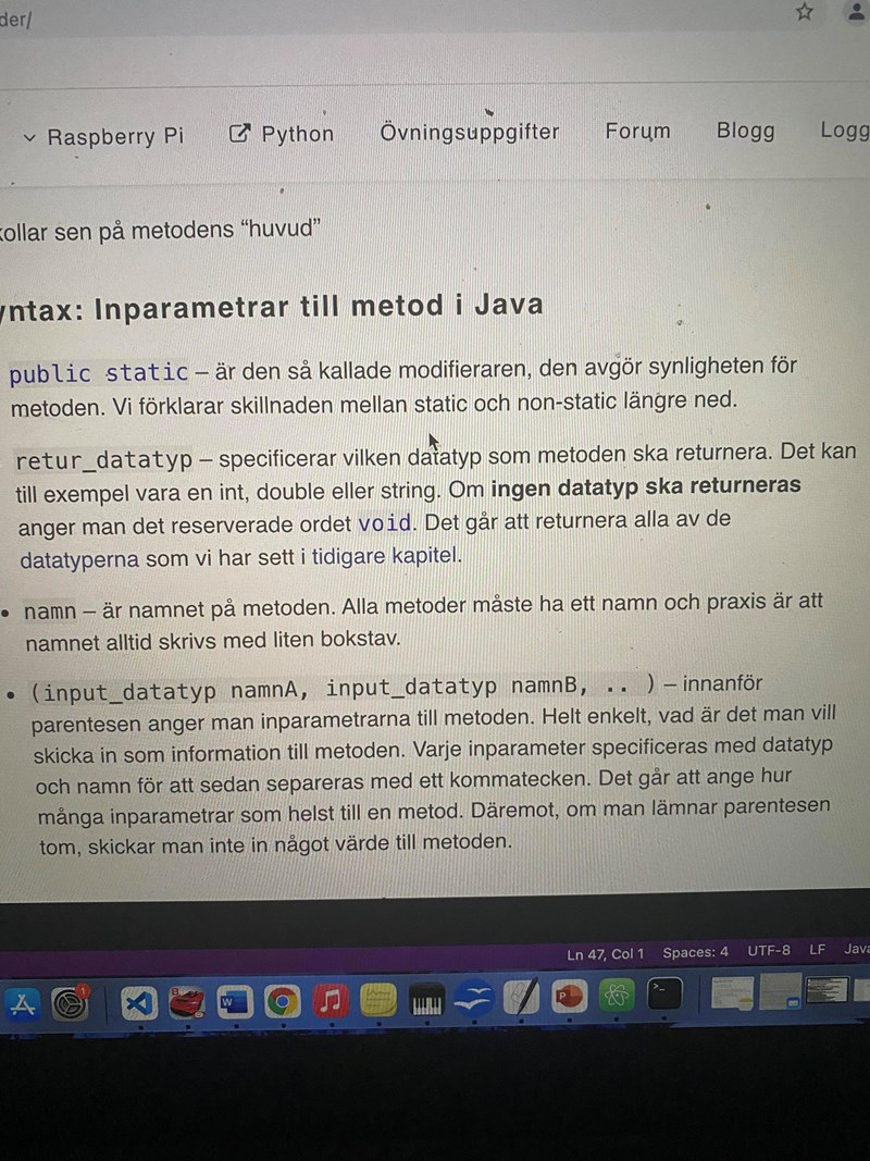 Retur_type (Programmering/Java) – Pluggakuten