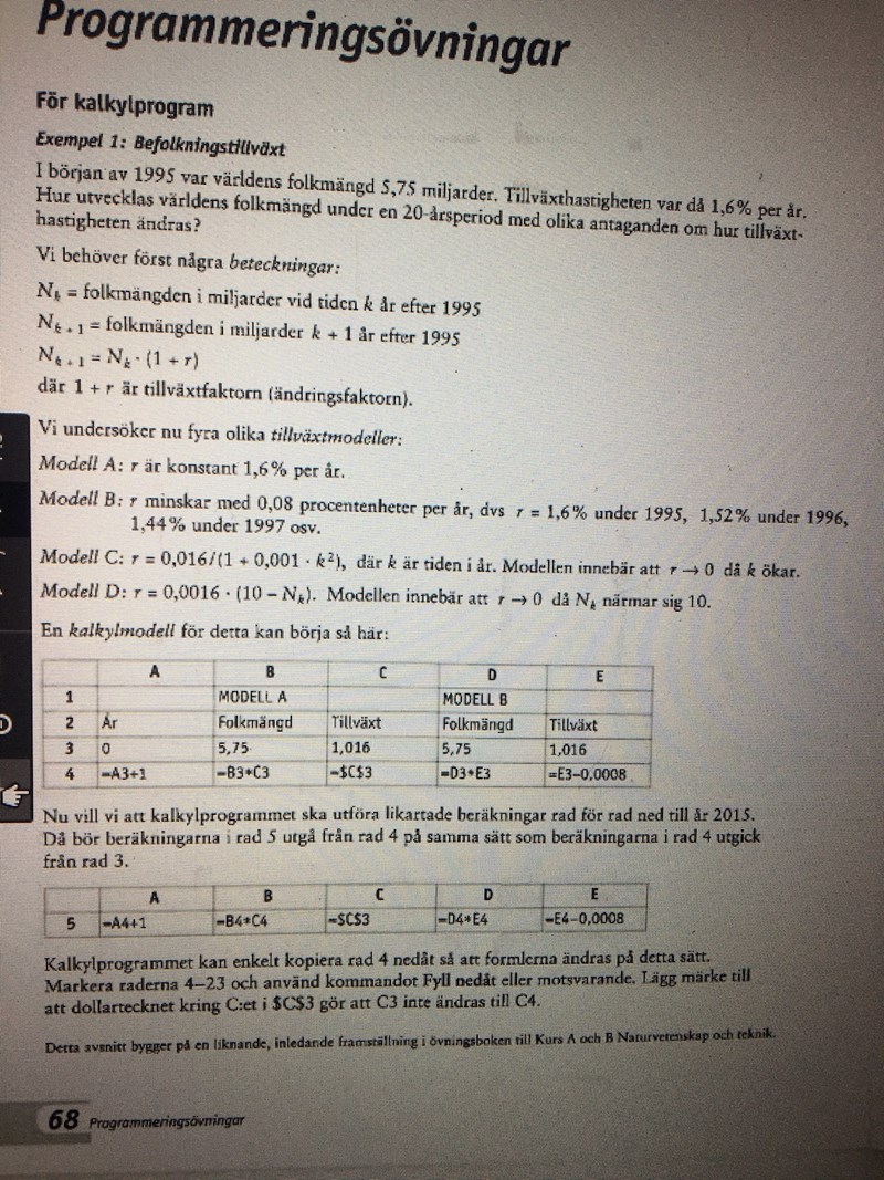 Programmering i kalkylblad (Matematik/Matte 1) – Pluggakuten