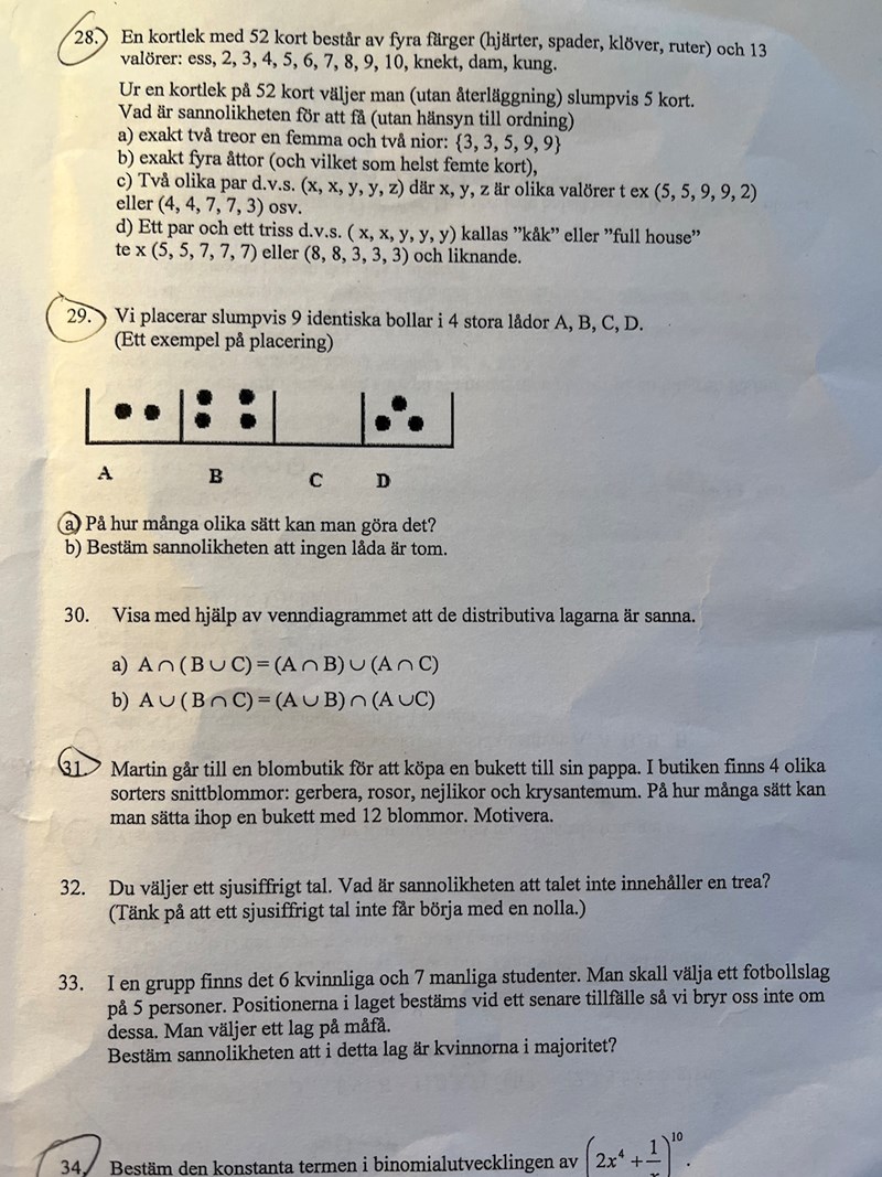 Kombinationer av bollar i lådor. (Matematik/Matte 5/Kombinatorik ...