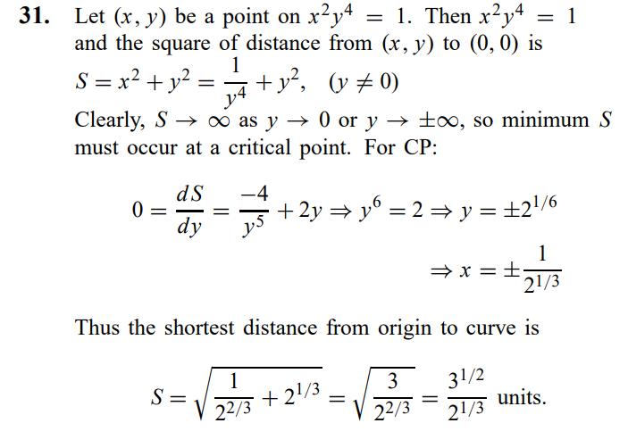 Hitta kortaste streckan till kurvan x2y2 = 1 (Matematik/Universitet ...