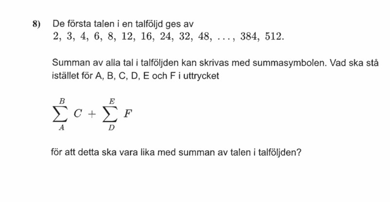 Hur ska jag skriva summan av talföljden med summasymbolerna? (Matematik ...