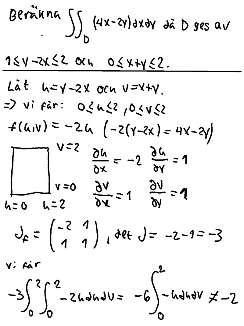 Flervariabelanalys: enkel dubbelintegralsubstitution (Matematik ...