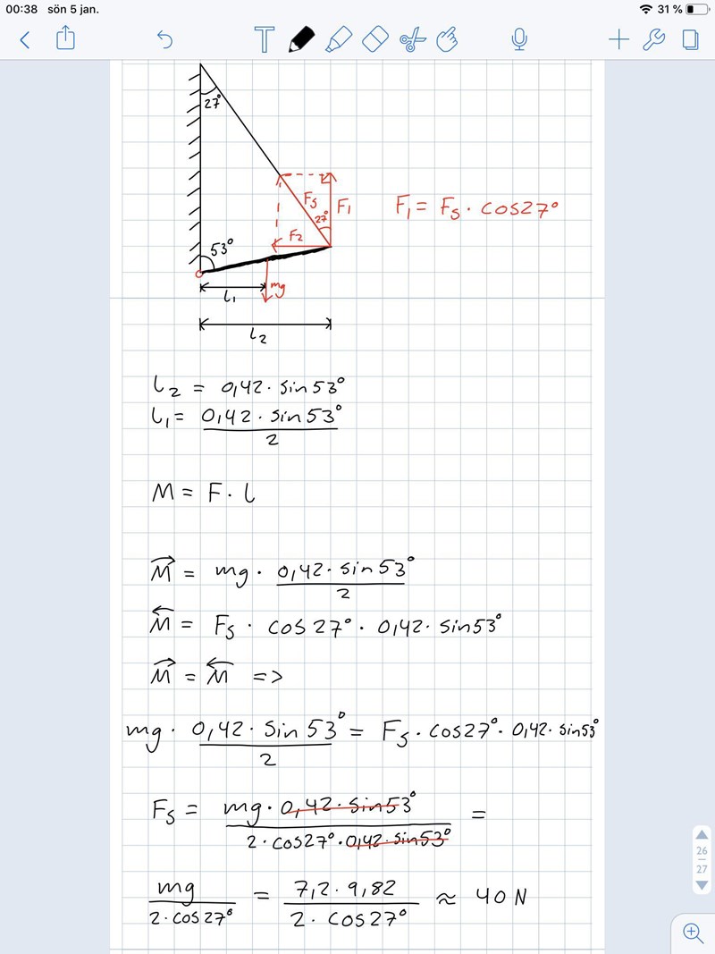 Moment, homogen stång (Fysik/Fysik 1) – Pluggakuten