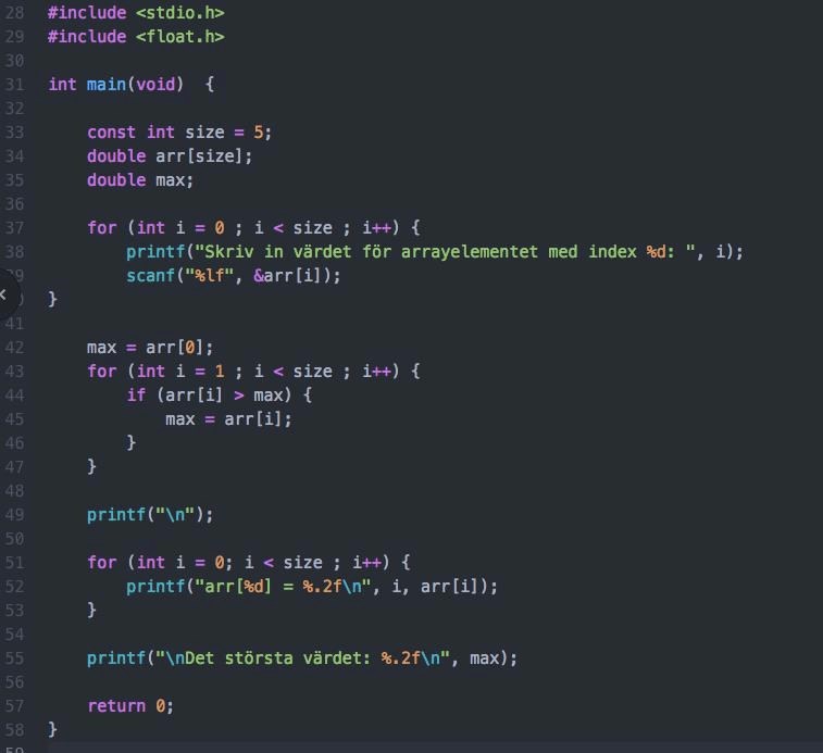 Maxvärdet i en array (Programmering/C) – Pluggakuten