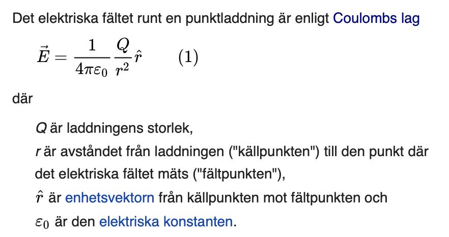 Elektriska fält (Fysik/Fysik 1) – Pluggakuten