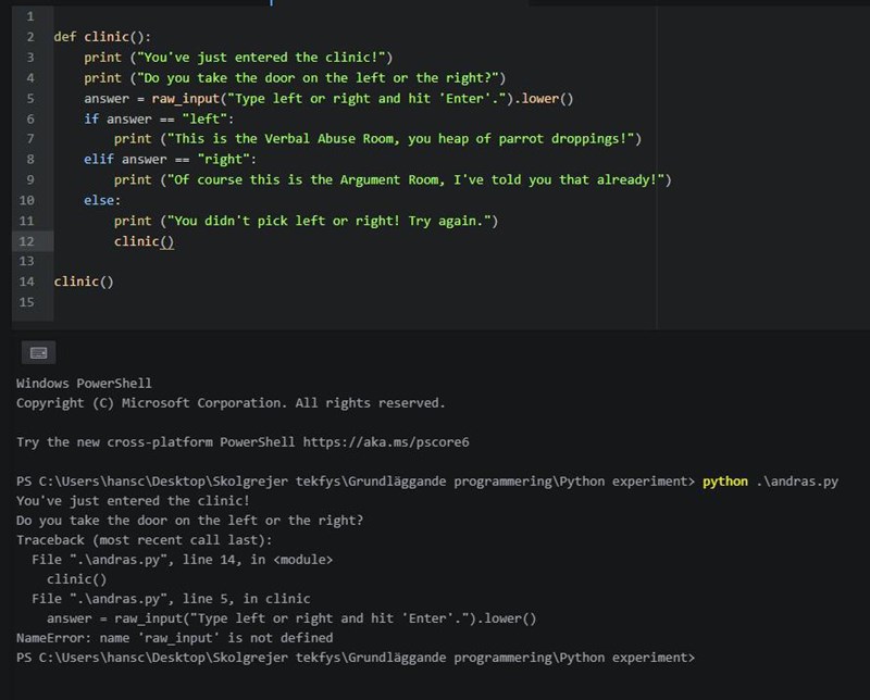 Något fungerar inte med min klinik hjälp mig (Programmering/Python ...