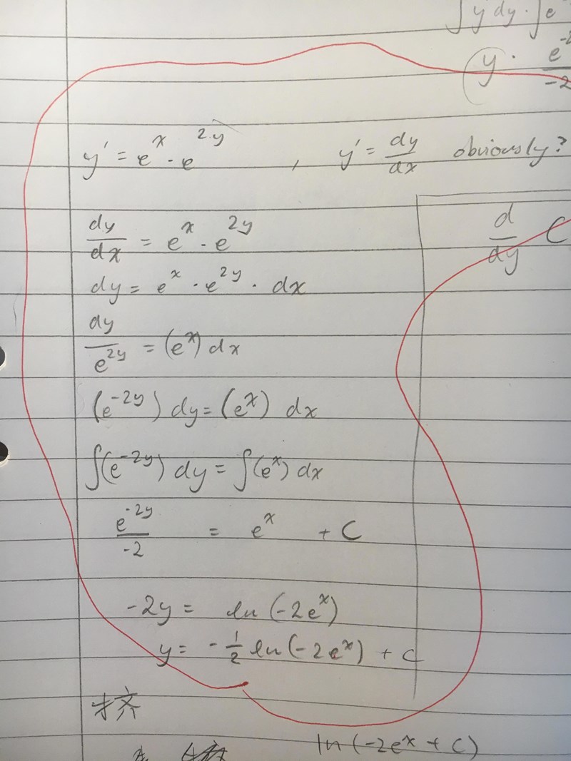 Lösa en diffekvation genom att låtsas att dy/dx är ett bråk? (Matematik ...