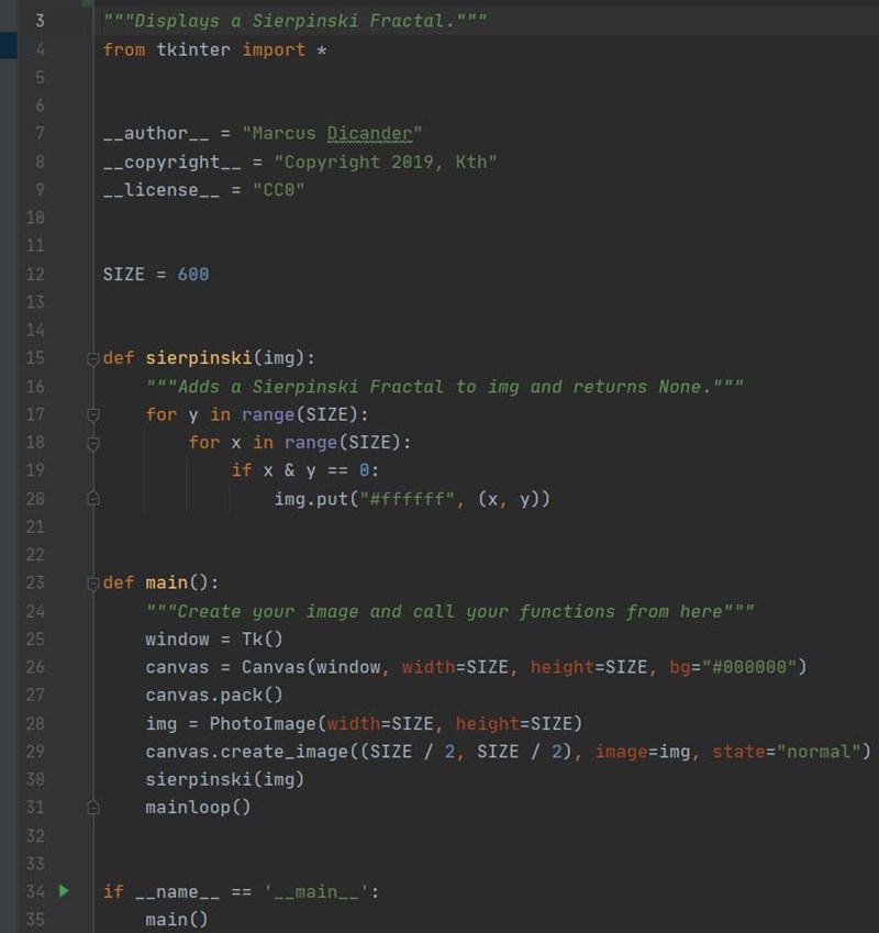 Skapa sierpenskitriangel med en kodmall, problem (Programmering/Python) – Pluggakuten