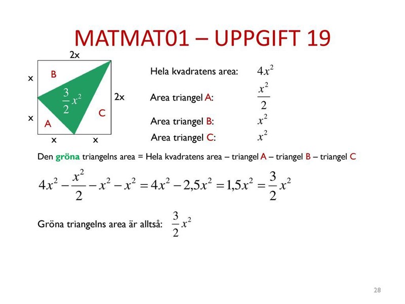 Räkna ut triangelns area i en kvadrat (Matematik/Matte 1/Geometri ...
