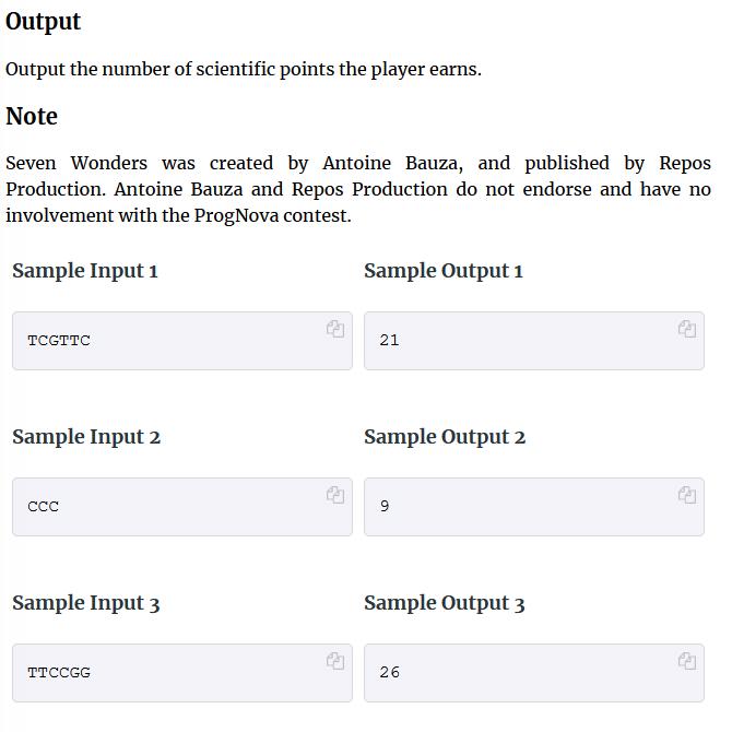kattis seven wonders (Programmering/C) – Pluggakuten
