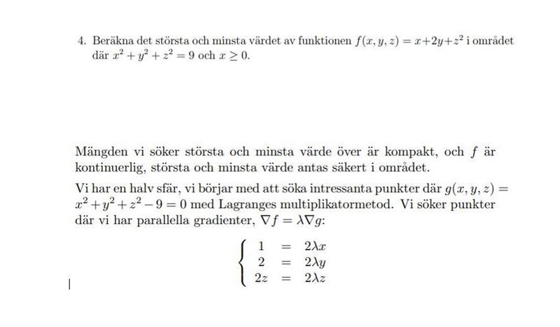 Beräkna största och minsta värdet av funktionen (Matematik/Universitet ...