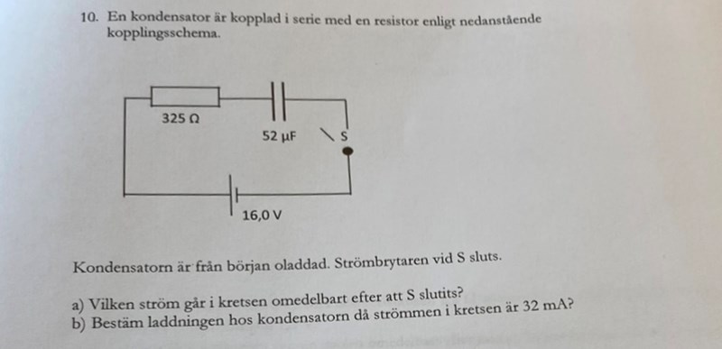 Laddning kondensator (Fysik/Fysik 2) – Pluggakuten