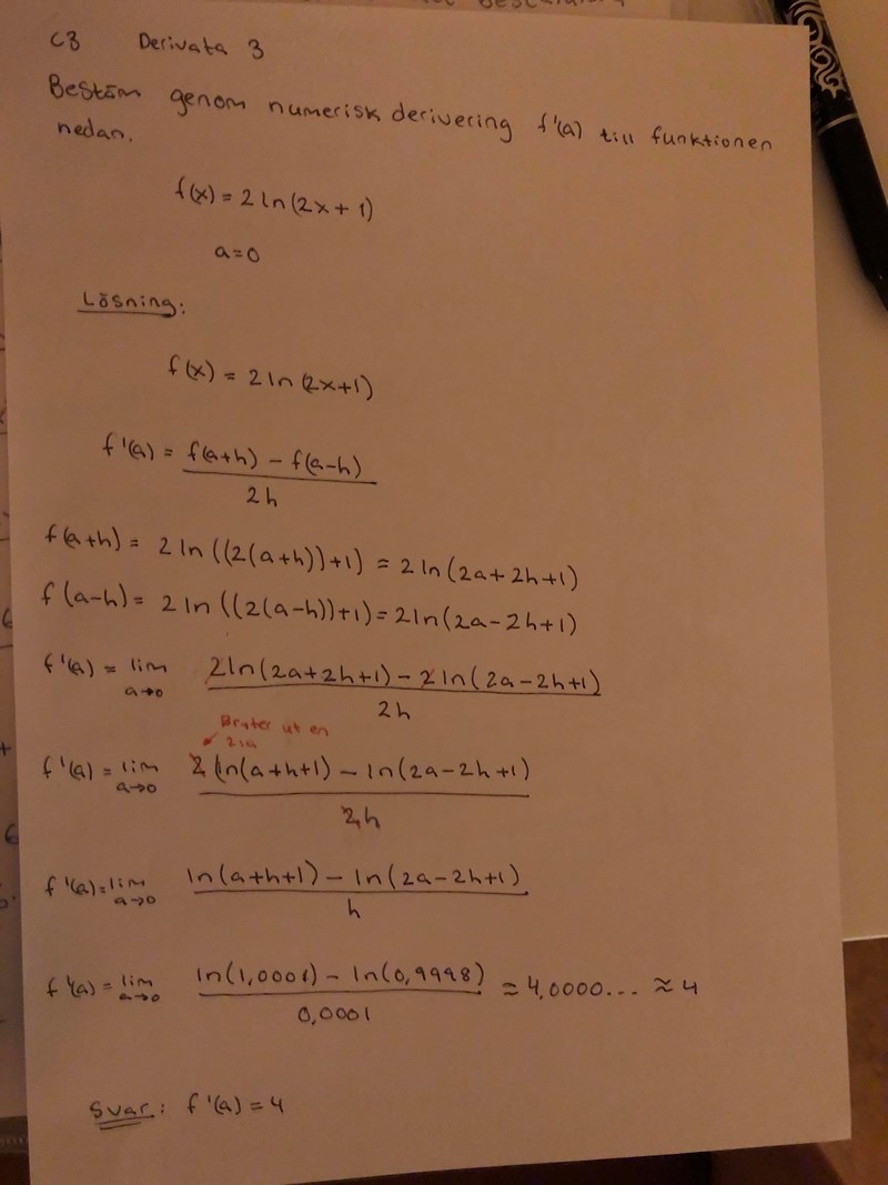 numerisk derivering (Matematik/Matte 3) – Pluggakuten