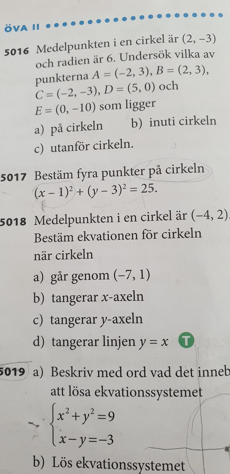 Cirkelns ekvation, cirkel tangerar x axeln (Matematik/Matte 3 ...