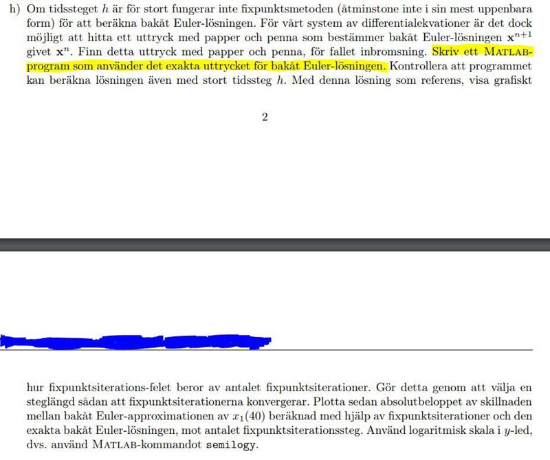 Exakt bakåt-Euler lösning (Programmering/Matlab) – Pluggakuten