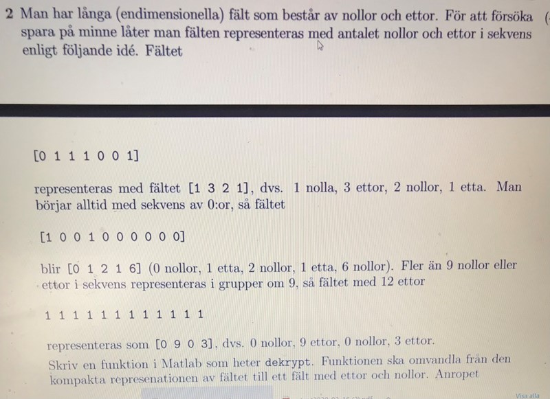 Komprimera matris (Programmering/Matlab) – Pluggakuten
