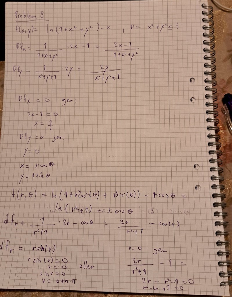 Bestäm största och minsta värde för funktionen på en cirkelskiva ...