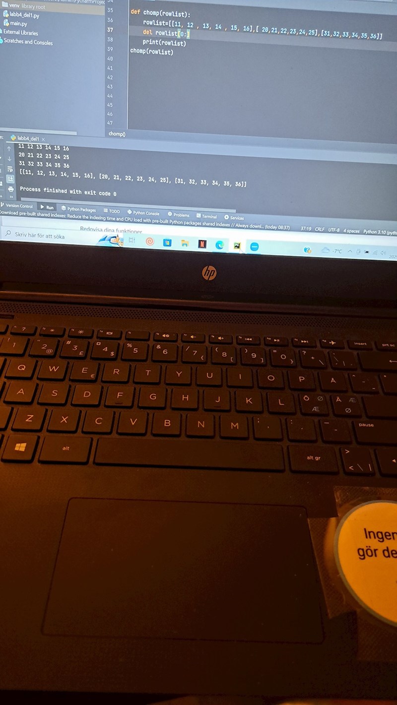 Del rowlist chomp (Programmering/Python) – Pluggakuten