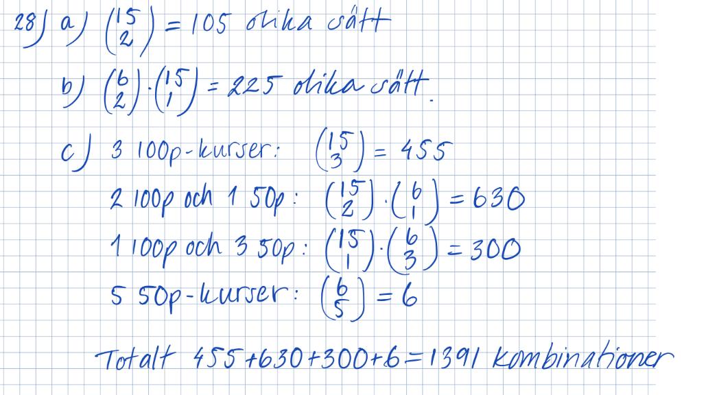 Olika fall av kombinationer (Matematik/Matte 5/Kombinatorik) – Pluggakuten