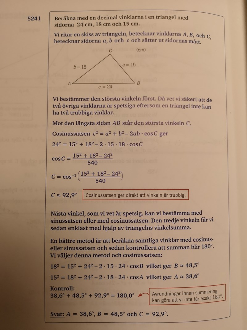 Cosinussatsen (Matematik/Matte 3/Trigonometri) – Pluggakuten