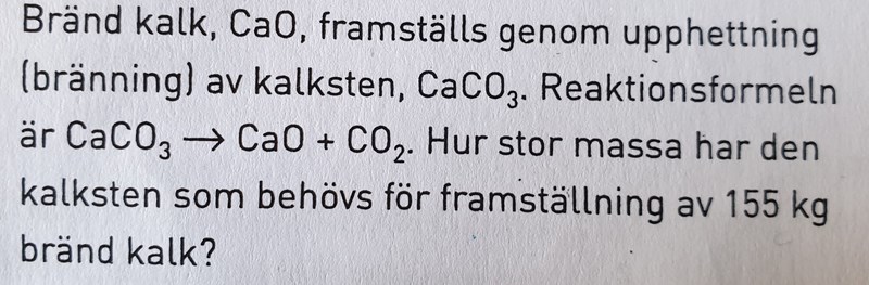 Kemisk beräkning om massa, molmassa och substansmängd (Kemi/Kemi 1 ...