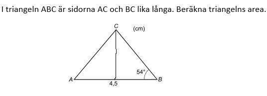 Beräkna triangels area. (Matematik/Matte 4/Trigonometri) – Pluggakuten